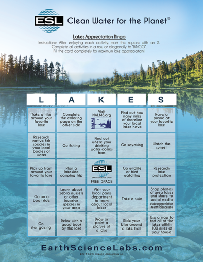 Lakes Appreciation Bingo - Earth Science Laboratories